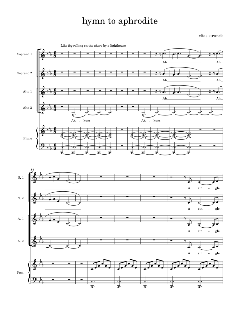 hymn to aphrodite - ssaa chorus and piano Sheet music for Piano ...