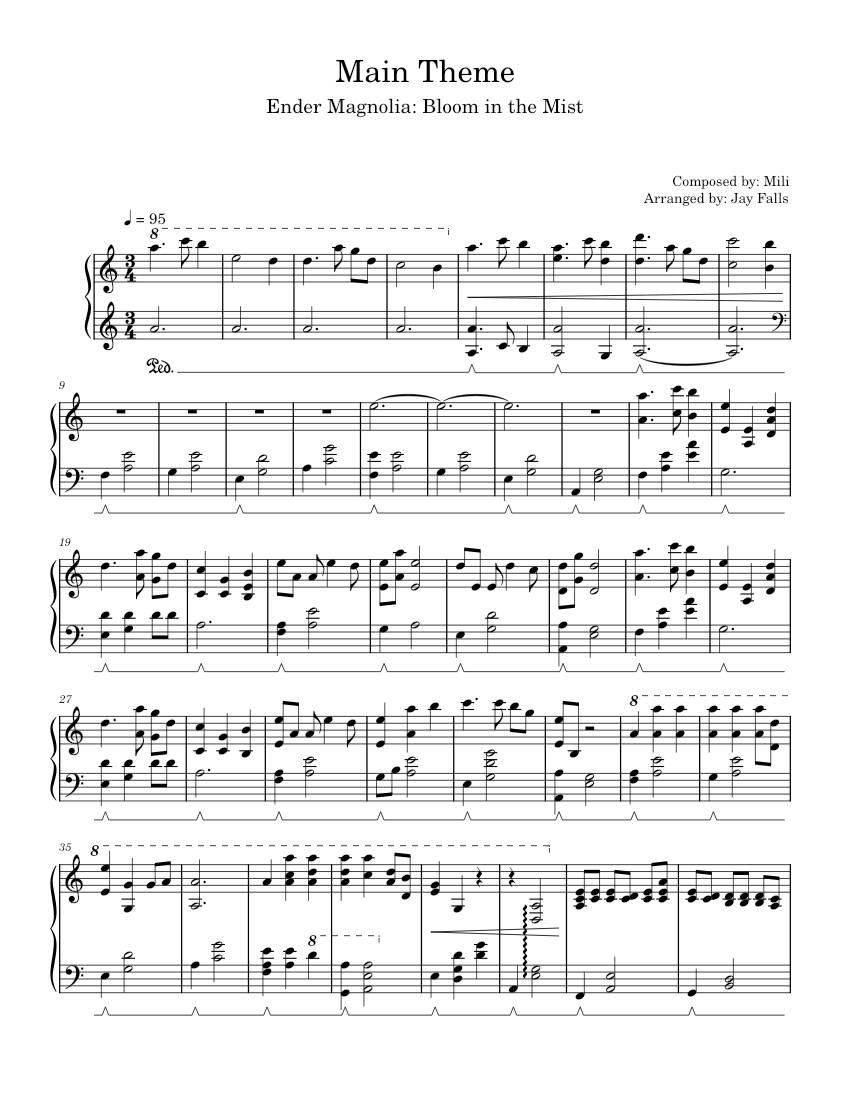 ENDER MAGNOLIA - Main Theme Sheet Music for Piano (Solo) Easy ...