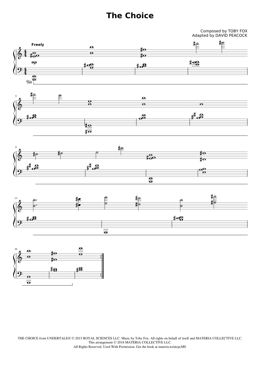 The Choice (UNDERTALE Complete Piano Sheet Music) Sheet music for Piano ...
