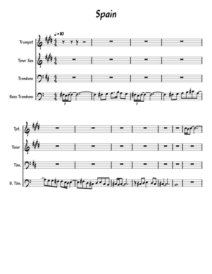 Spain – Chick Corea Sheet music for Trombone, Trombone bass, Saxophone ...