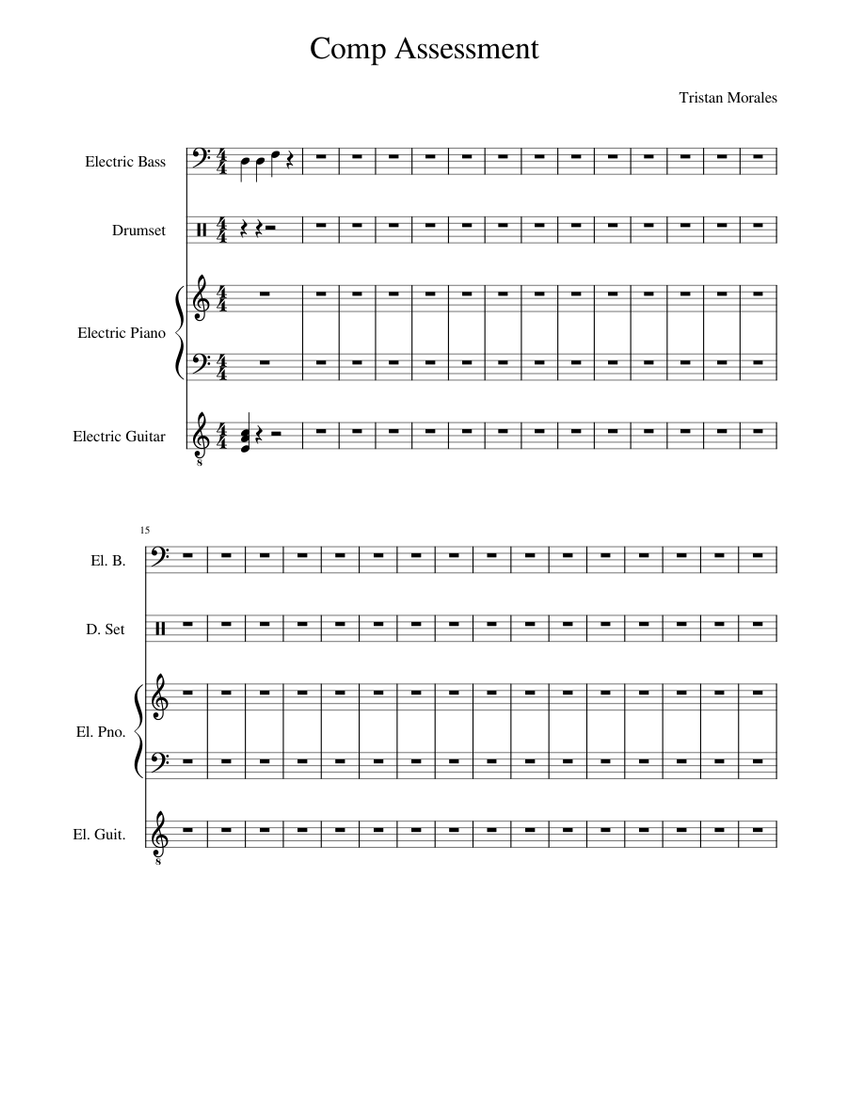 Comp Assessment Sheet music for Piano, Guitar, Bass guitar, Drum group ...