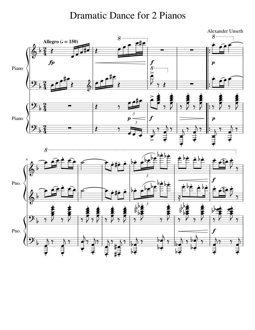 Dramatic Dance for 2 Pianos Sheet music for Piano (Piano Duo ...