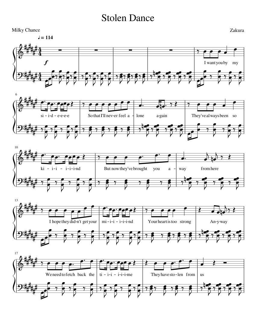 Milky Chance - Stolen Dance Sheet music for Piano (Solo) | Musescore.com