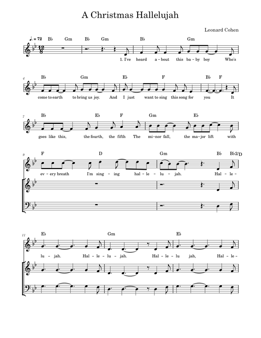 A Christmas Hallelujah – Leonard Cohen Sheet music for Soprano, Tenor ...