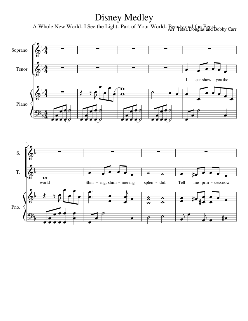 Disney Medley Sheet music for Piano, Soprano, Tenor (Mixed Trio ...