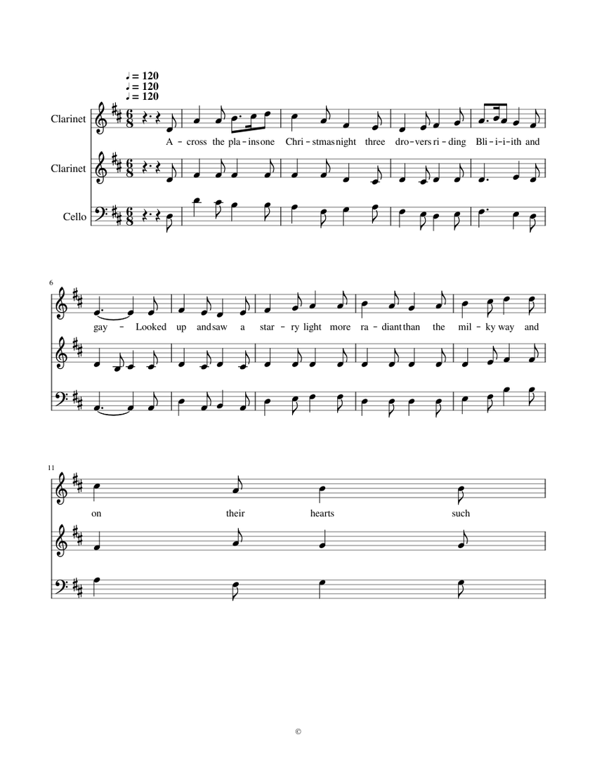 The Three Drovers - William G. James Sheet music for Cello, Clarinet ...
