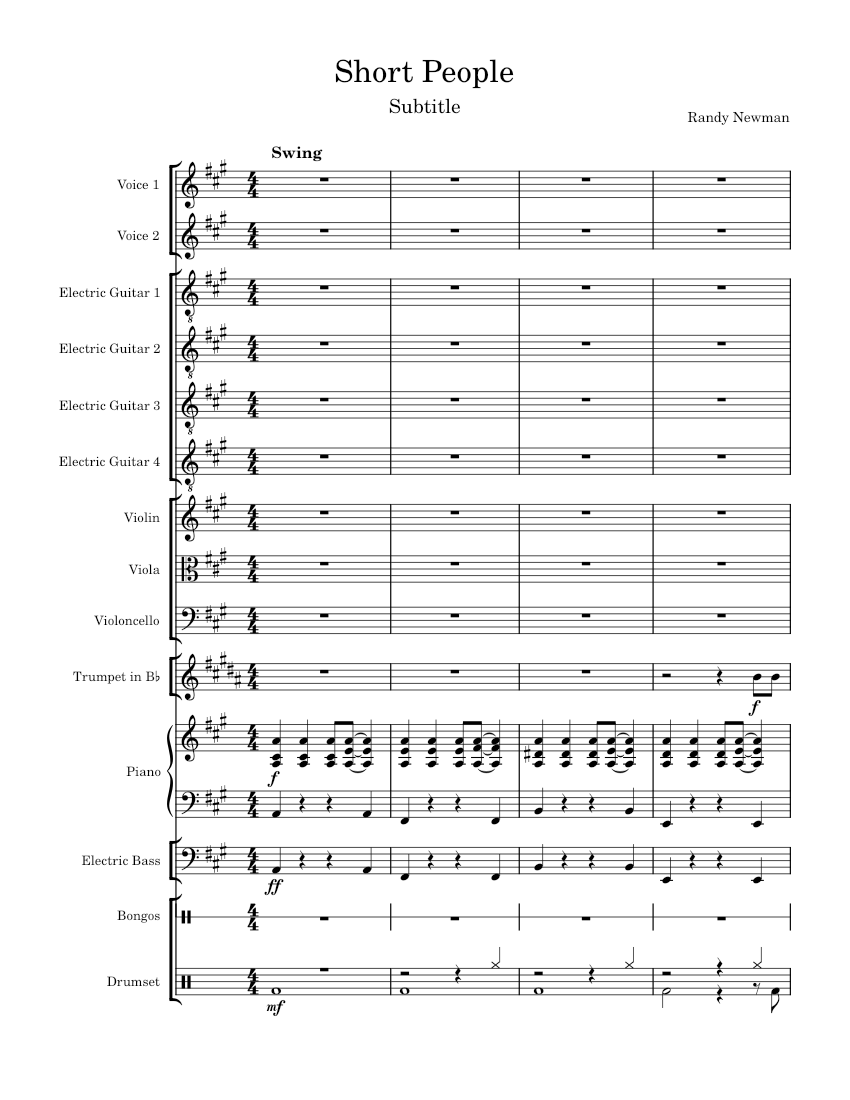 Short People Sheet music for Piano, Violin, Viola, Cello & more ...