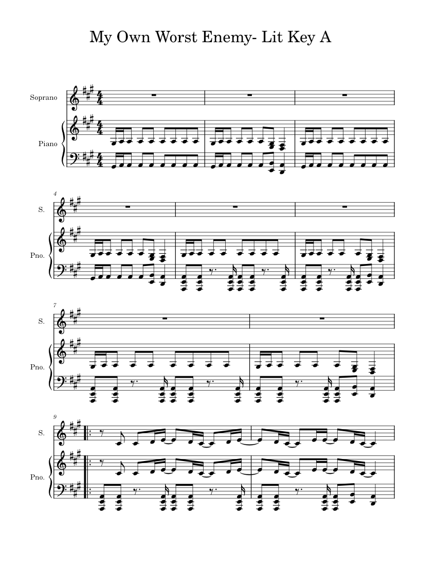 My own worst enemy – Lit My_Own_Worst_Enemy-_Lit_Key_A Sheet music for ...