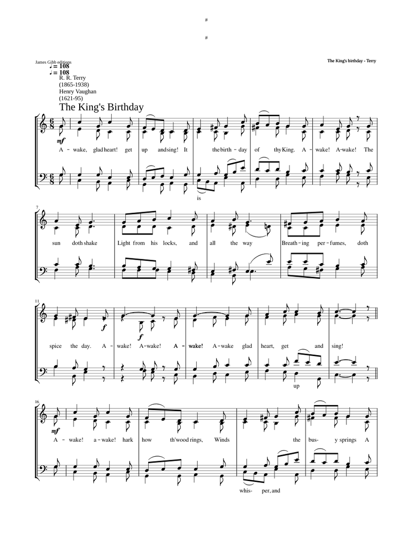 The King's birthday - Richard R. Terry Sheet music for Woodwinds group ...