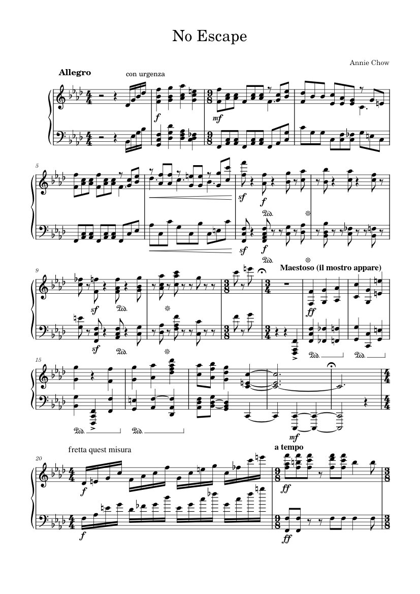 No Escape Sheet music for Piano (Solo) | Musescore.com