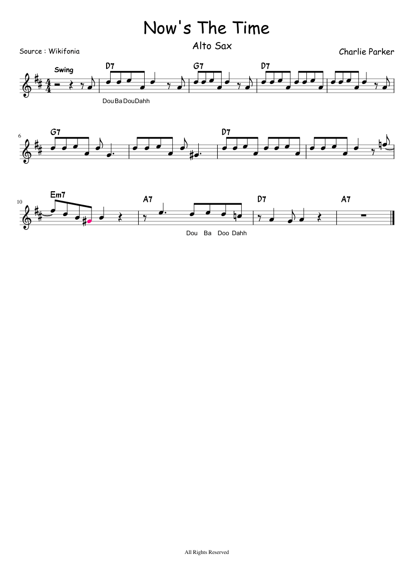 Now's The Time_alto_sax Sheet Music for Saxophone alto (Solo ...