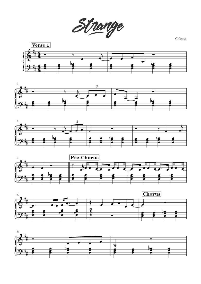 Strange – Celeste Sheet Music with Chords for Piano (Solo) Easy ...