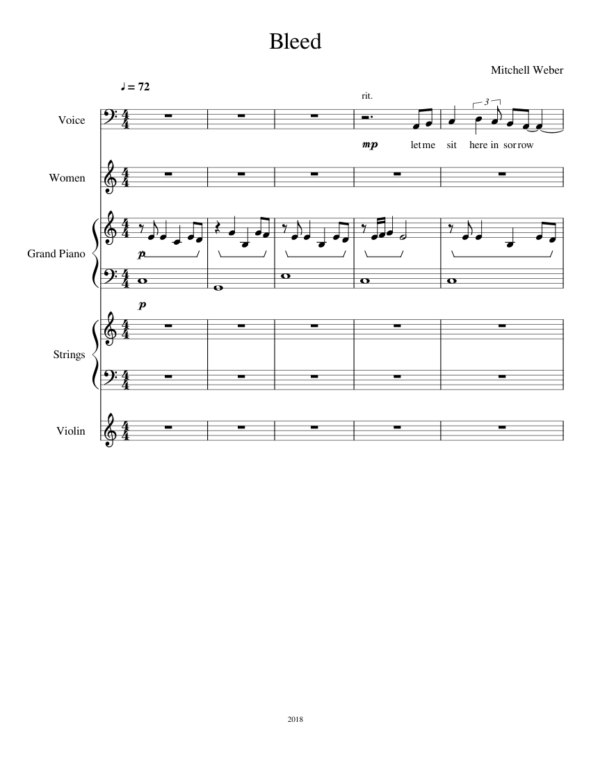 Bleed Sheet music for Piano, Vocals, Female, Violin & more instruments ...