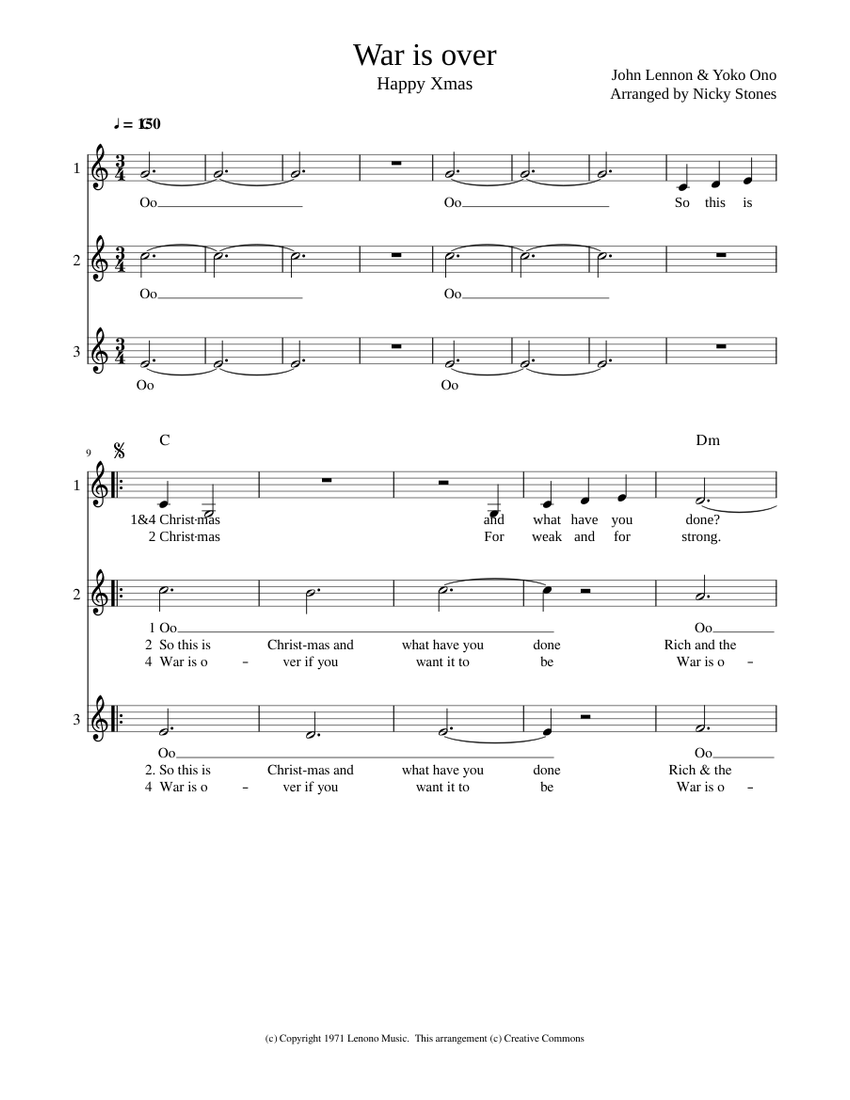 War is over - SSA Sheet music for Alto, Mezzo soprano (Choral ...