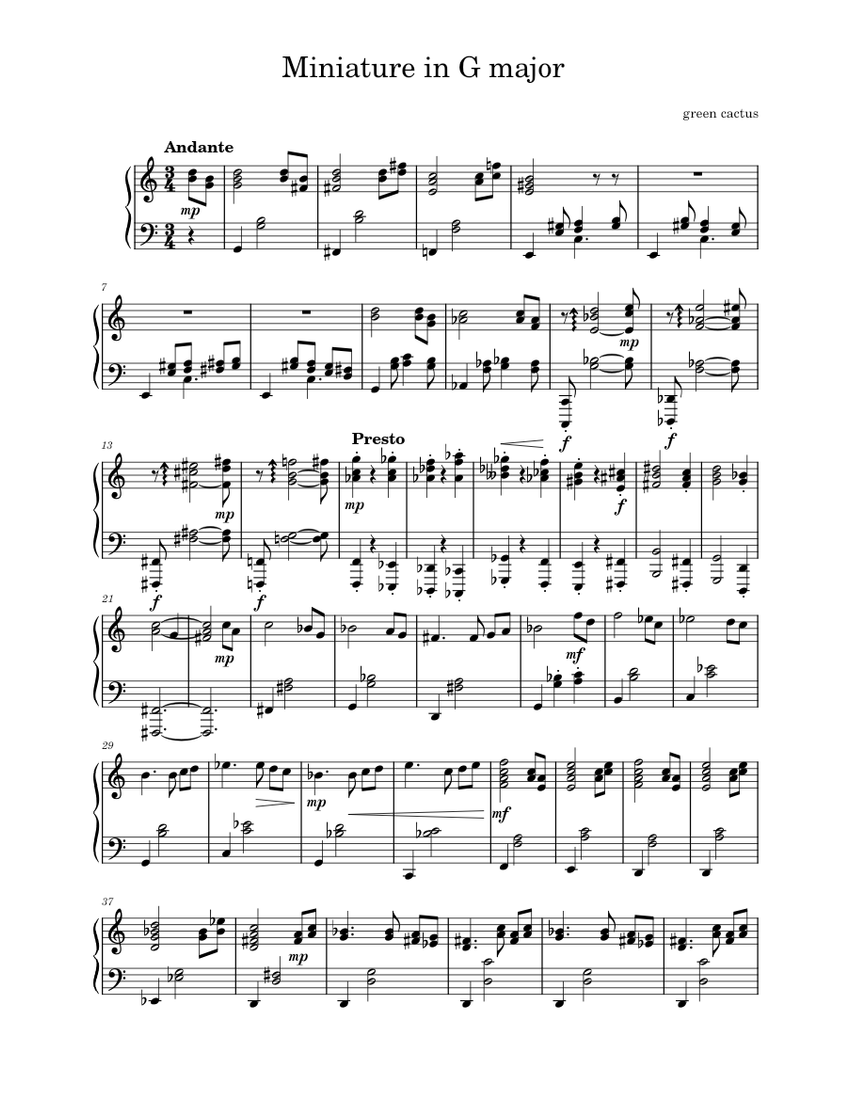 Miniature in G major Sheet music for Piano (Solo) | Musescore.com