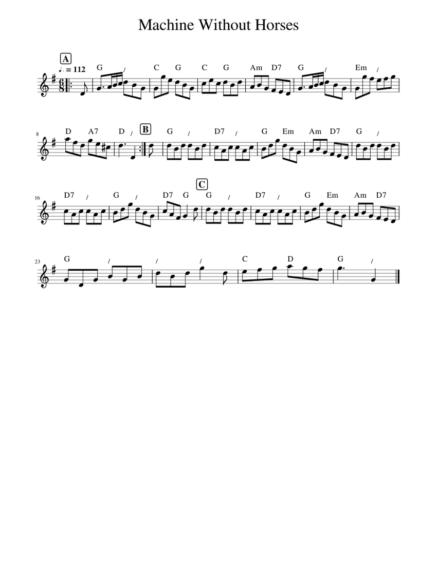 Machine Without Horses Sheet music for Piano (Solo) Easy | Musescore.com