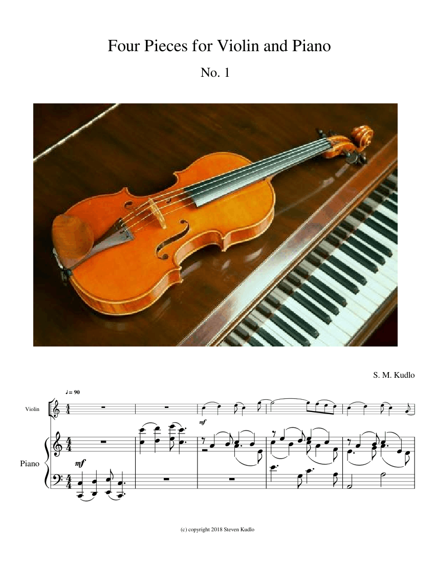 Four Pieces for Violin and Piano; complete set Sheet music for Piano ...