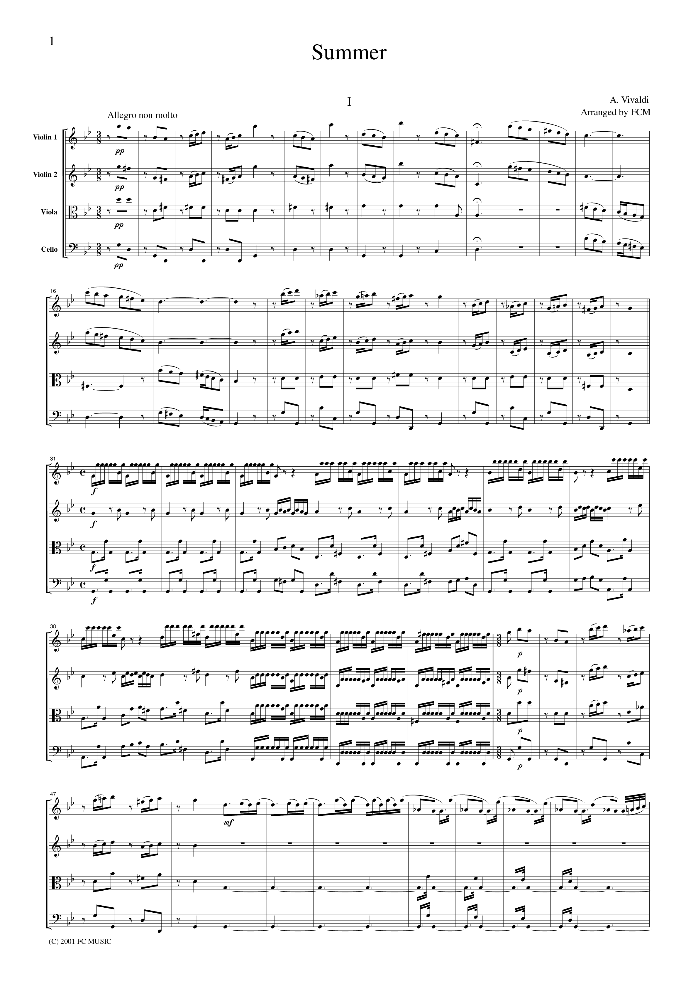 Play Official version of Vivaldi Summer from the Four Seasons, all mvts., for string quartet ...