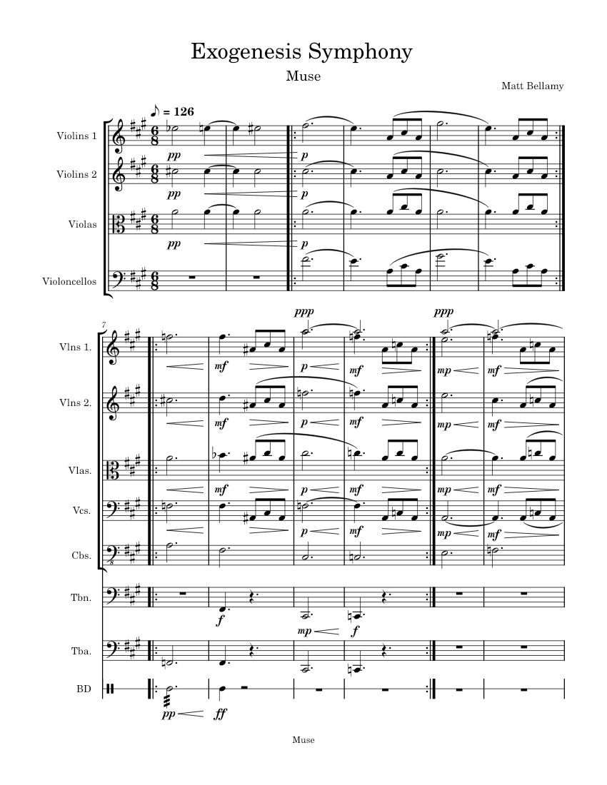 Exogenesis Symphony Parts 1-3 – Muse (Full Transcription) Sheet Music ...