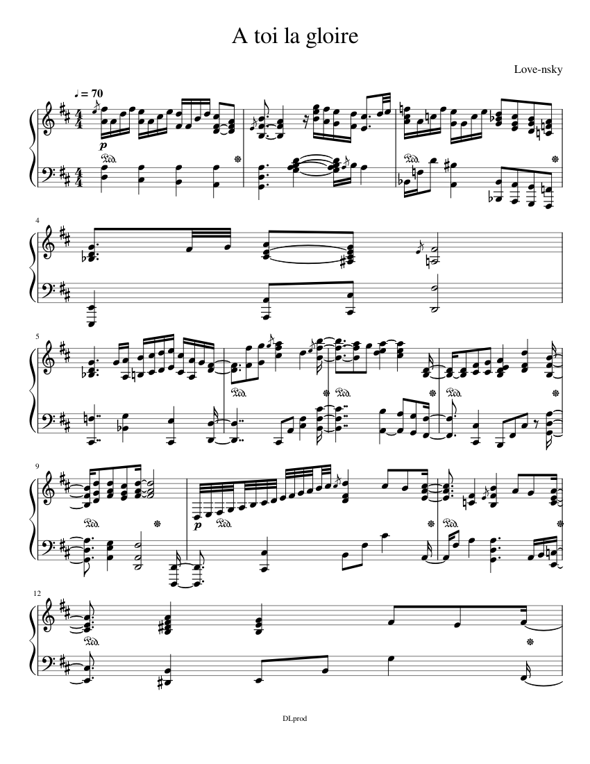 A toi la gloire. Exo Sheet music for Piano (Solo) | Musescore.com