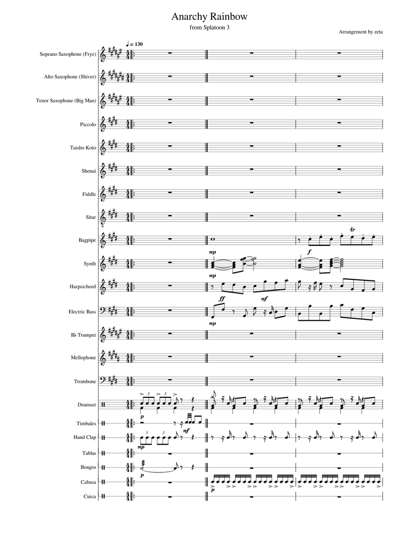 Anarchy Rainbow – Deep Cut (Splatoon 3) Sheet music for Piano, Trombone ...