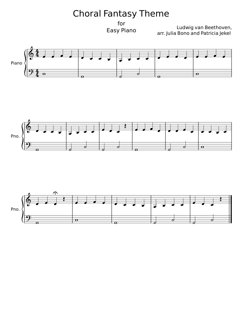 Choral Fantasy, Op. 80 - Ludwig van Beethoven Sheet Music for Piano (Solo) Easy | MuseScore.com