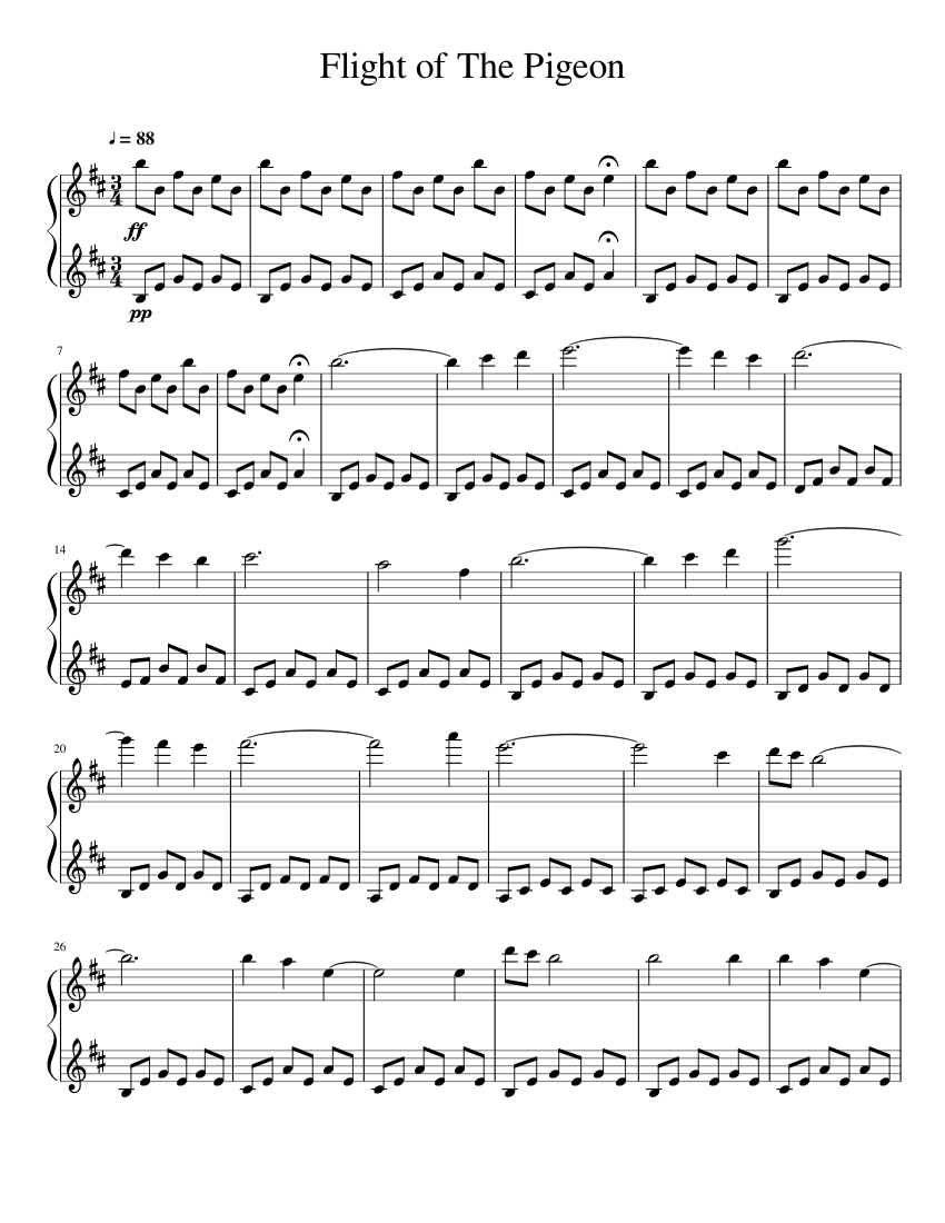 Flight of The Pigeon Sheet Music for Piano (Solo) easy | MuseScore.com