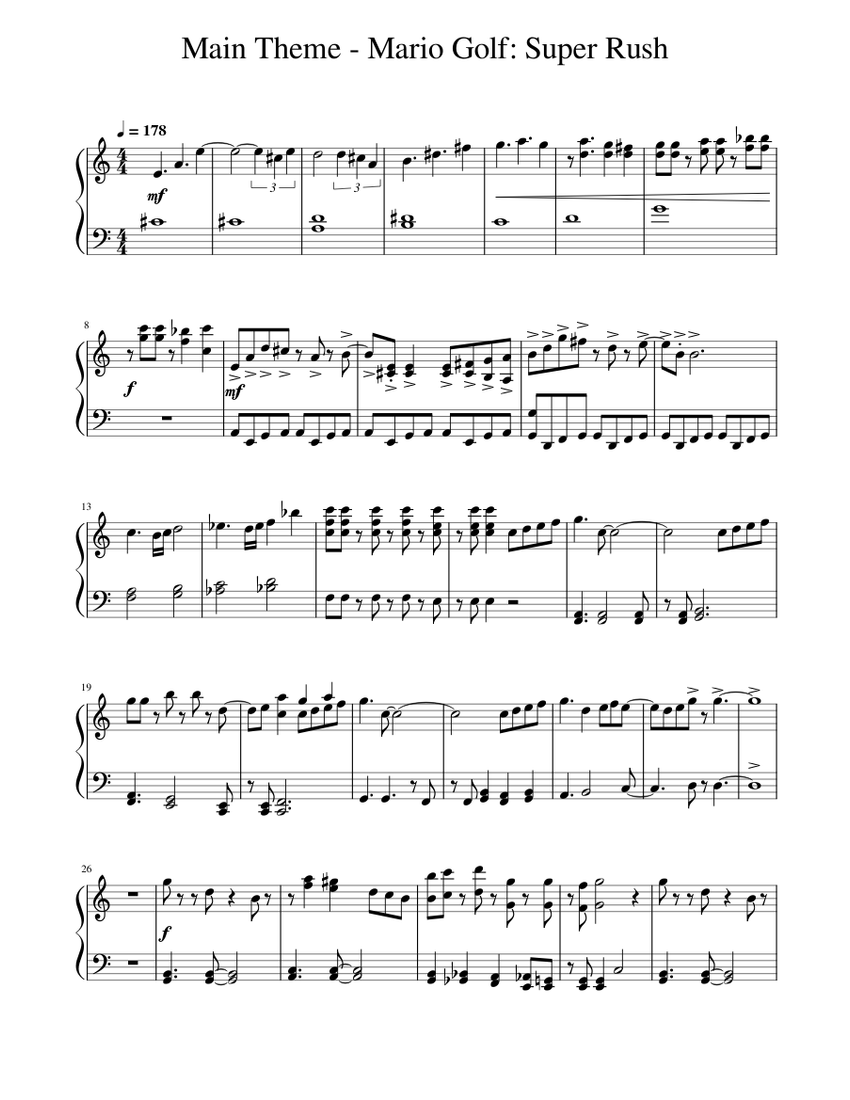 Main Theme - Super Mario: Golf Rush – Motoi Sakuraba Sheet music for ...
