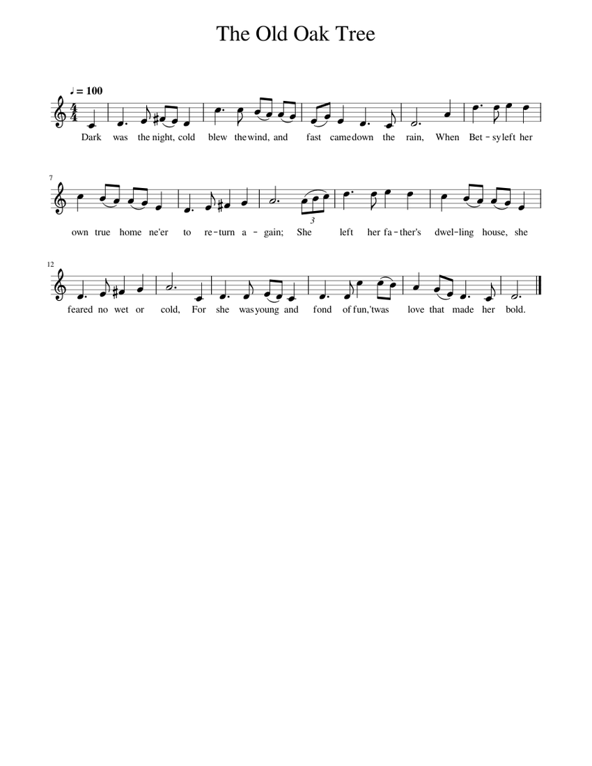 The Old Oak Tree Sheet music for Piano (Solo) | Musescore.com
