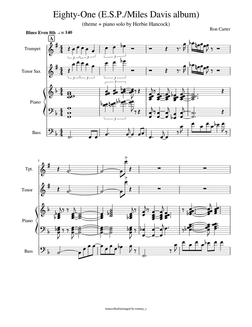 Eighty-One - Ron Carter (Herbie Hancock on piano) Sheet music for Piano ...