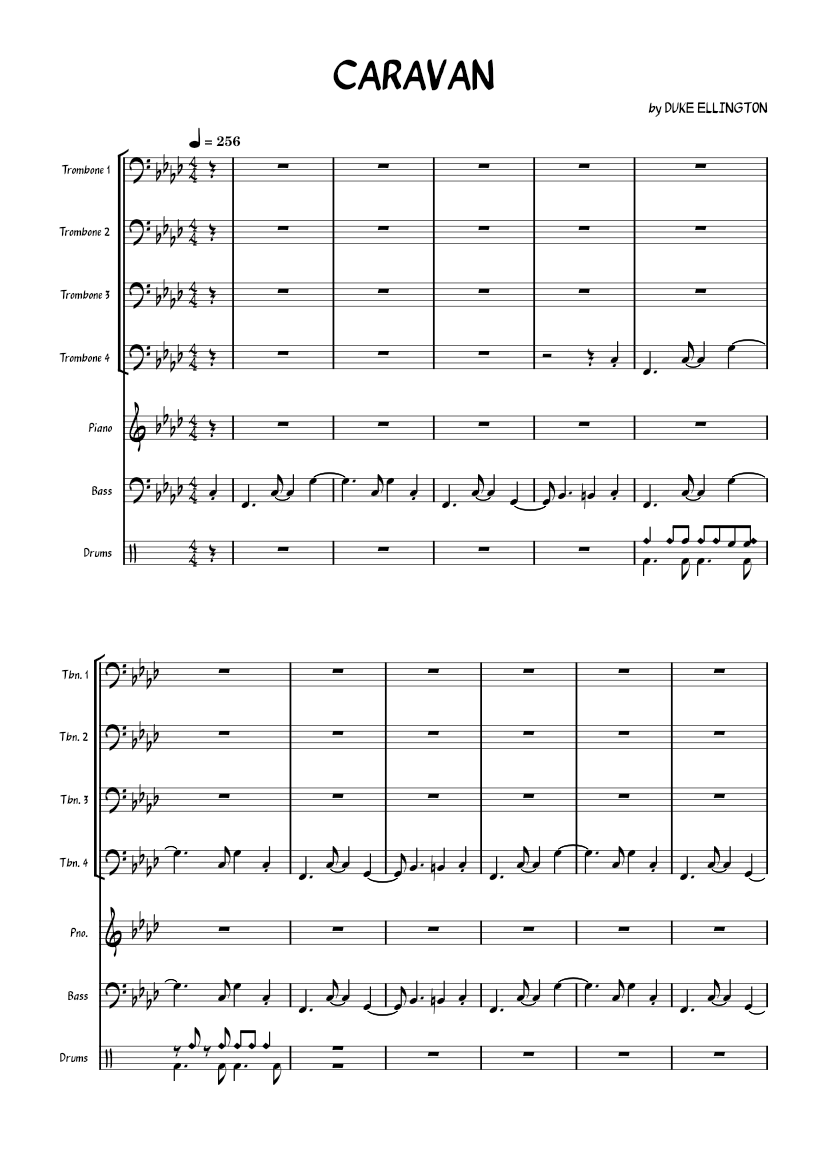 Caravan – Duke Ellington CARAVAN_ens Sheet music for Piano, Trombone ...