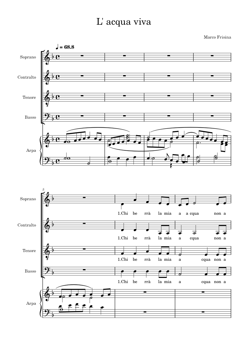 L' acqua viva Sheet Music for Soprano, Alto, Tenor, Bass voice & more ...