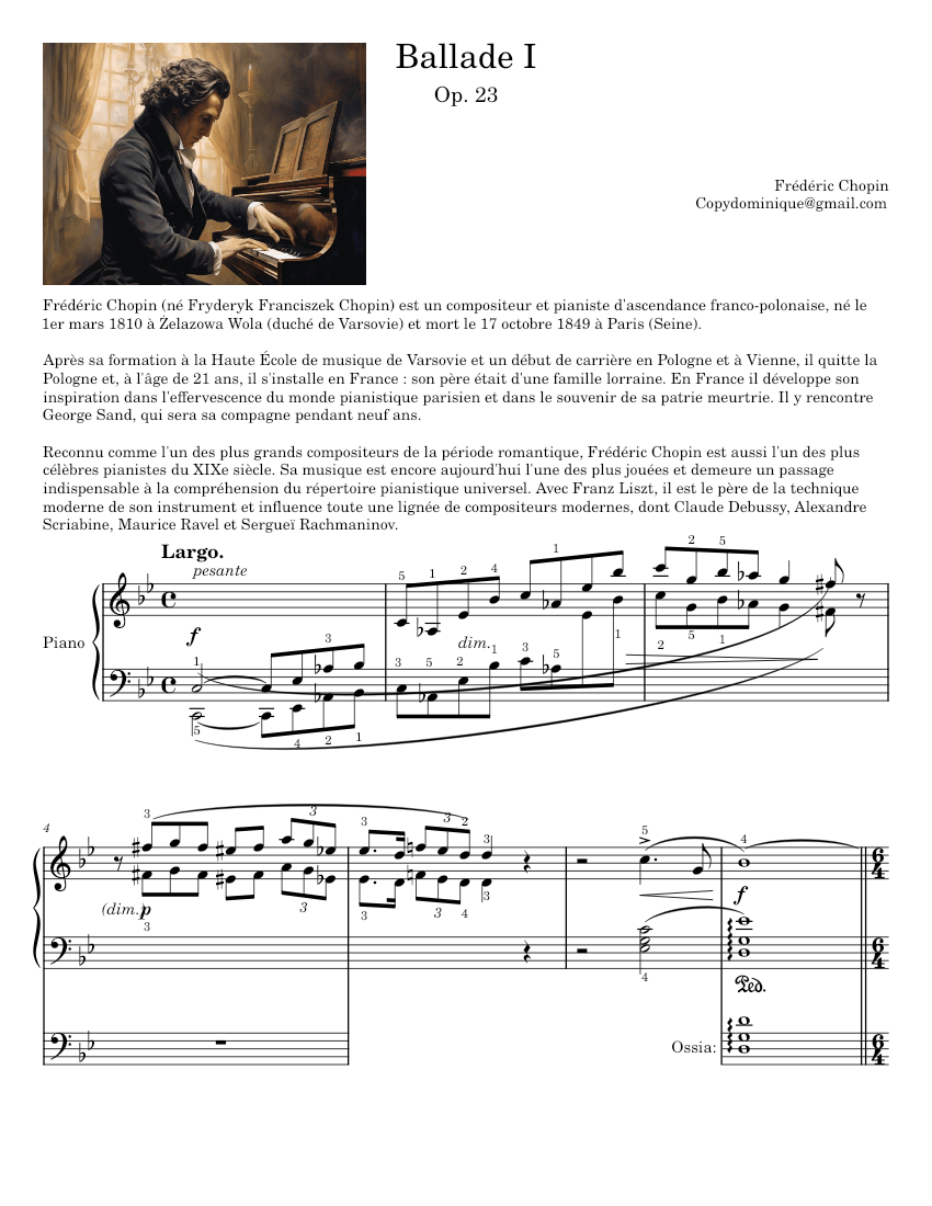 Frédéric Chopin - Ballade no. 1 in G minor Op. 23 Sheet Music for Piano (Solo) | MuseScore.com