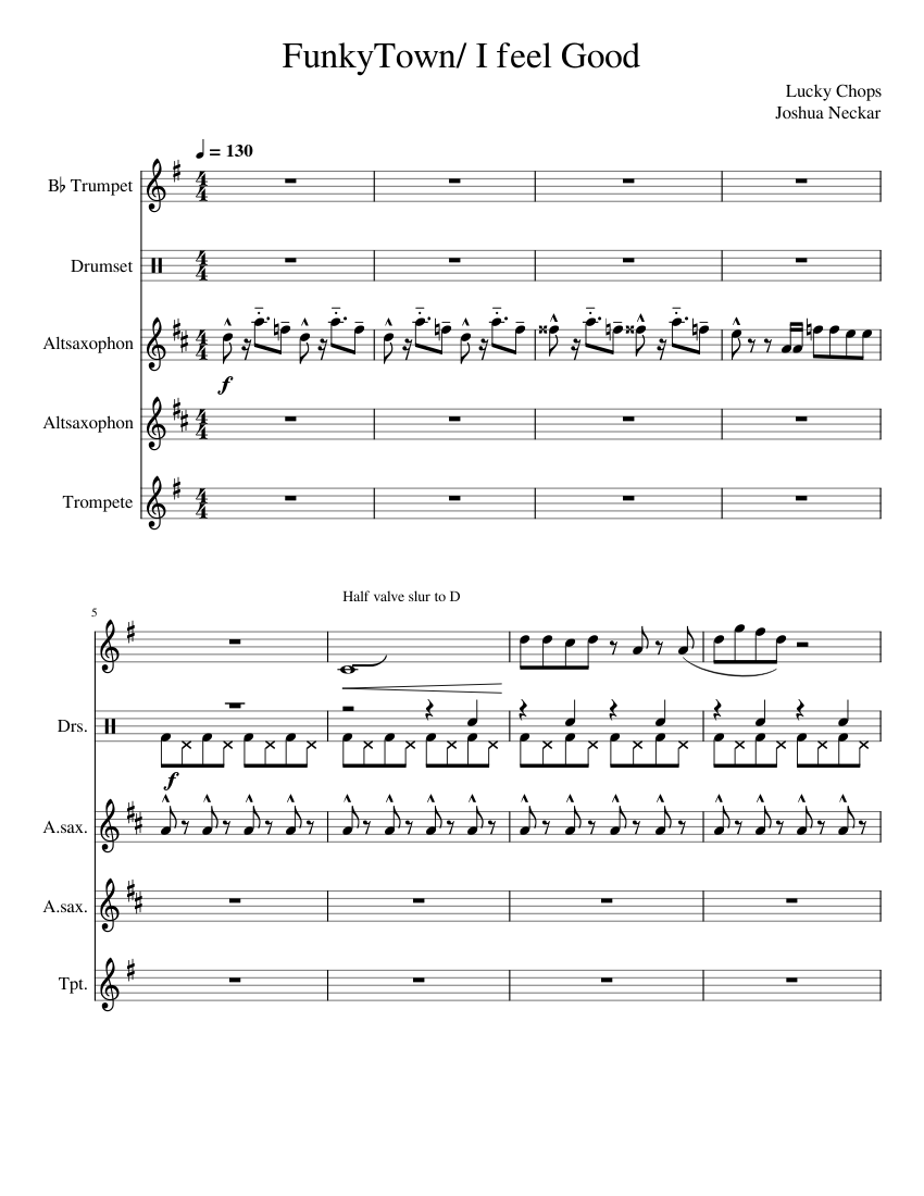 Funkytown / I Feel Good – Lucky Chops FunkyTown I feel Good Sheet music for Saxophone alto ...