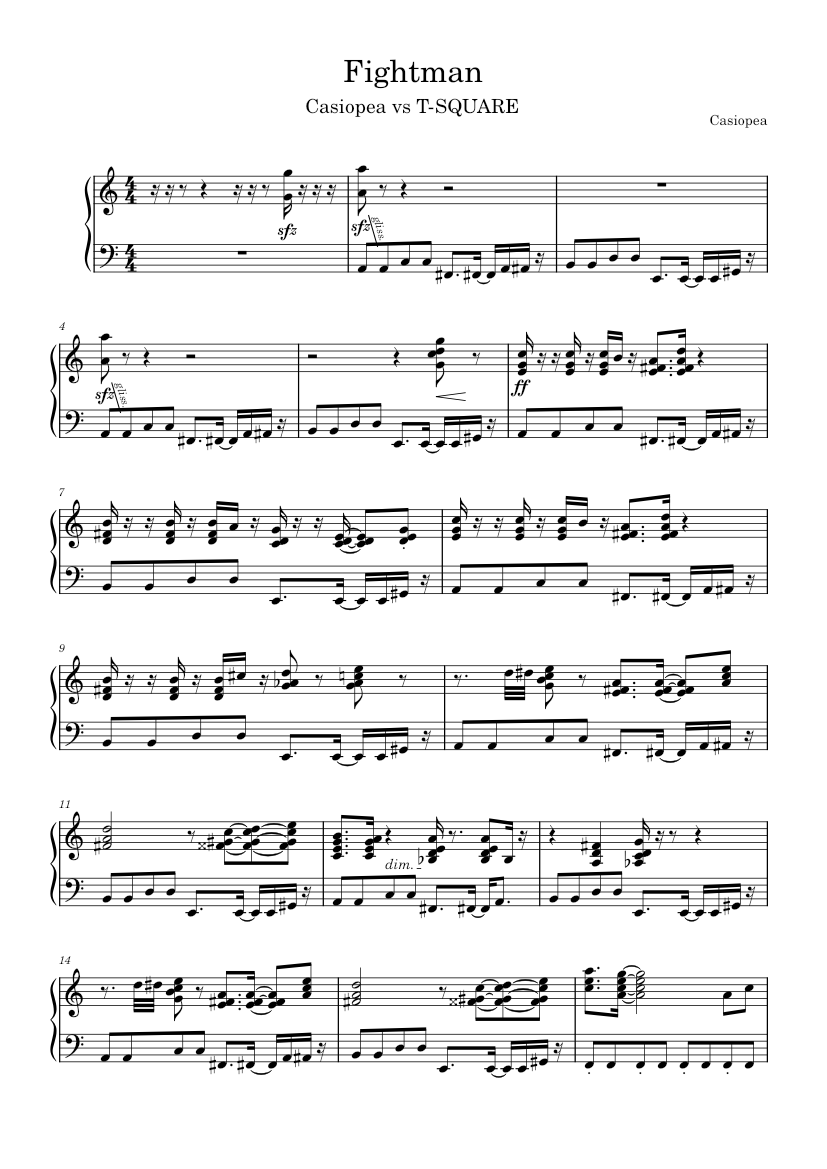 FIGHTMAN – Casiopea Sheet Music for Piano (Solo) | MuseScore.com
