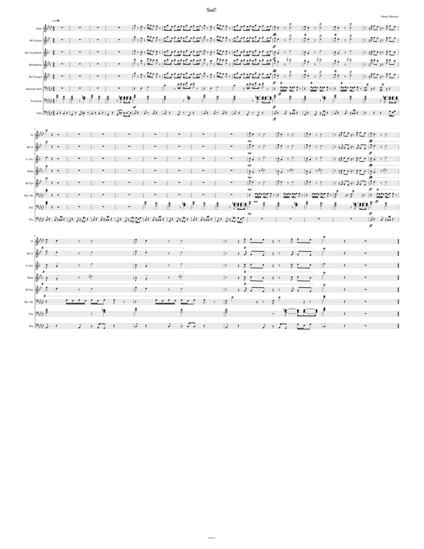 Sad! - Band Arrangement Sheet music for Trombone, Tuba, Mellophone ...