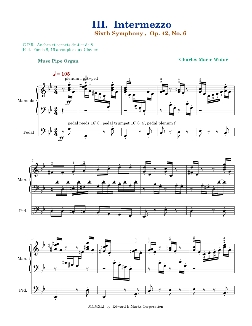 III. Intermezzo (6th) Symphony, Op. 42 No. 6 – Charles Marie Widor ...