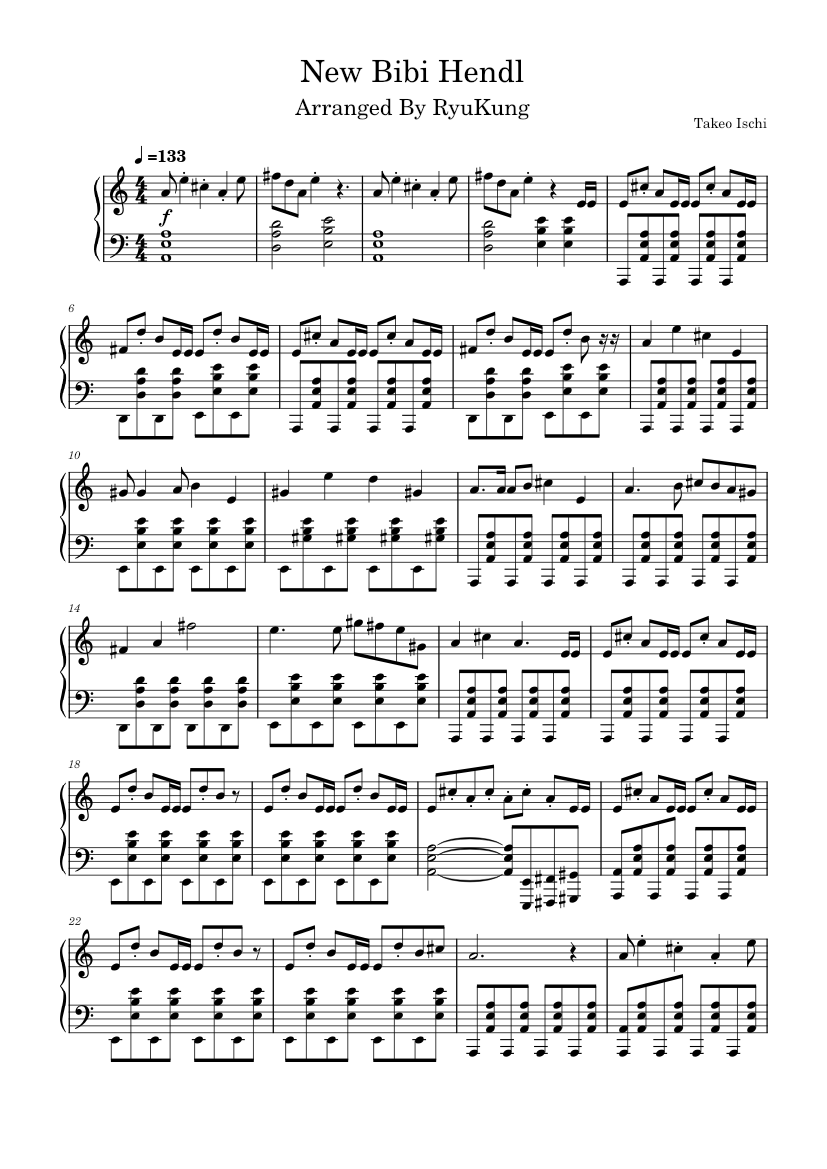New Bibi Hendl – Takeo Ischi Sheet Music for Piano (Solo) | MuseScore.com