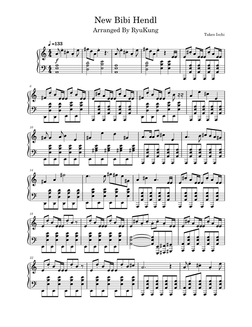 New Bibi Hendl – Takeo Ischi Sheet music for Piano (Solo) | Musescore.com