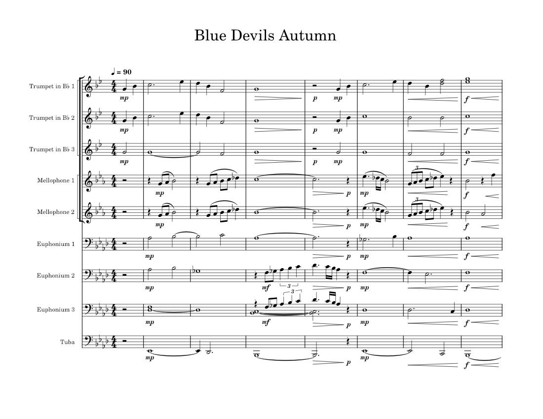 Blue Devils Autumn Chorale Sheet music for Tuba, French horn, Trumpet ...