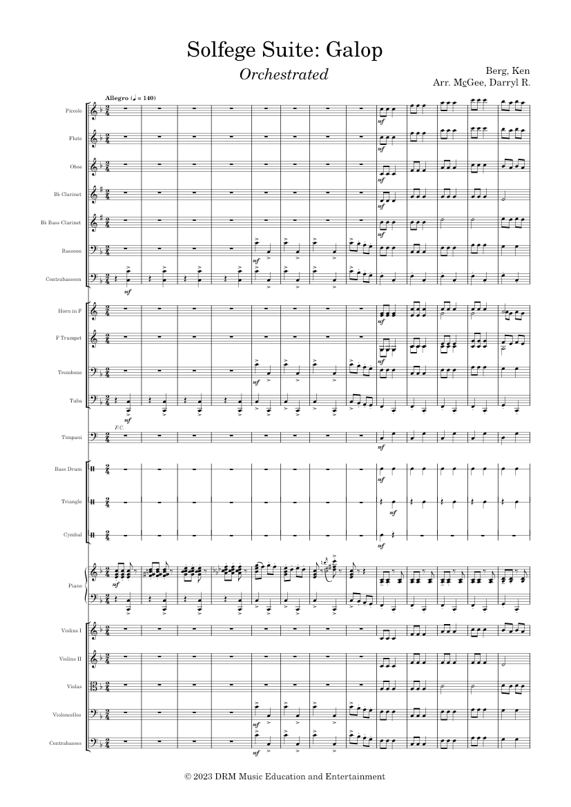 Solfege Suite: Galop (Orchestrated) Sheet music for Piano, Trombone, Tuba, Flute piccolo & more ...