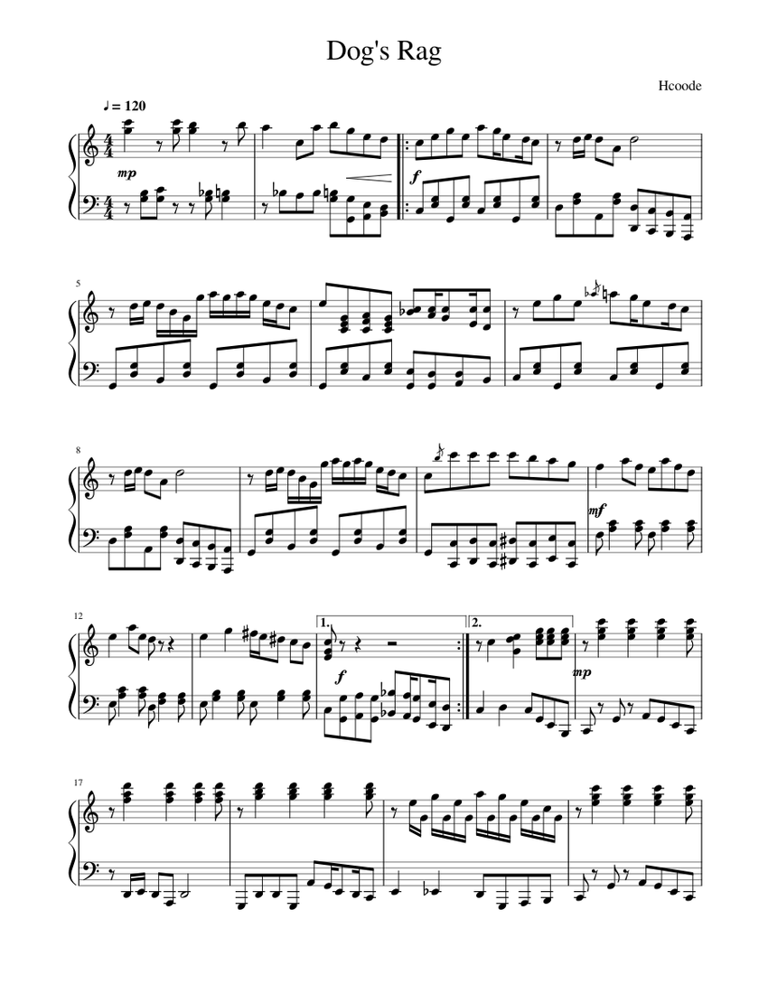 Dog's Rag Sheet music for Piano (Solo) | Musescore.com