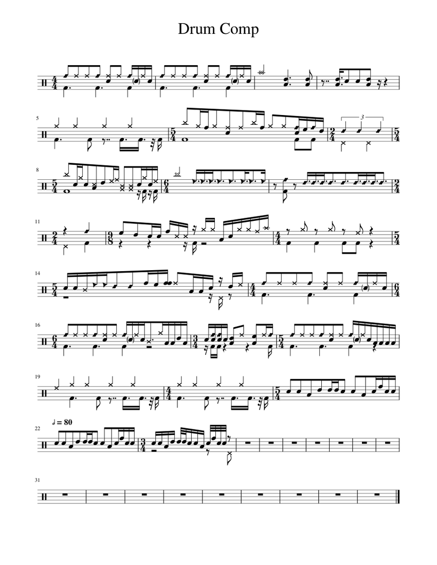 Drum Comp Sheet music for Drum group (Solo) | Musescore.com