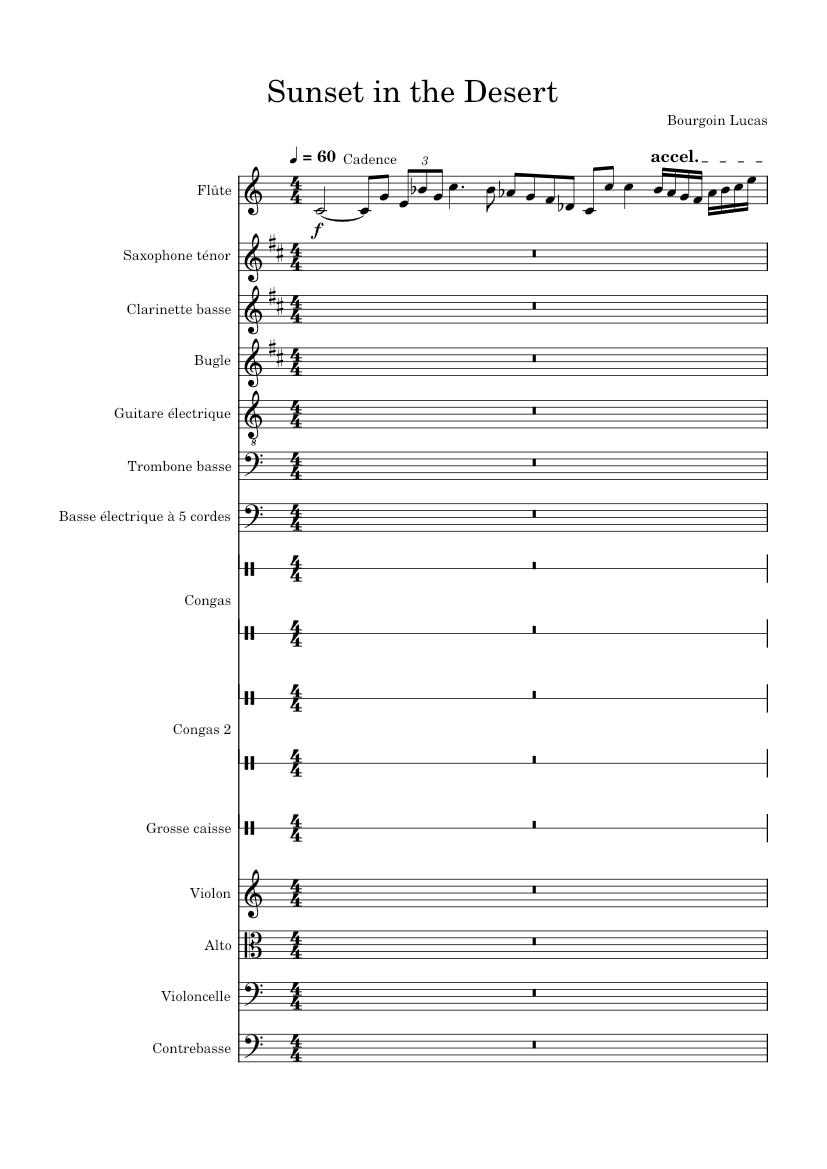 Sunset in the Desert Sheet music for Trombone, Flute, Saxophone tenor, Contrabass & more ...