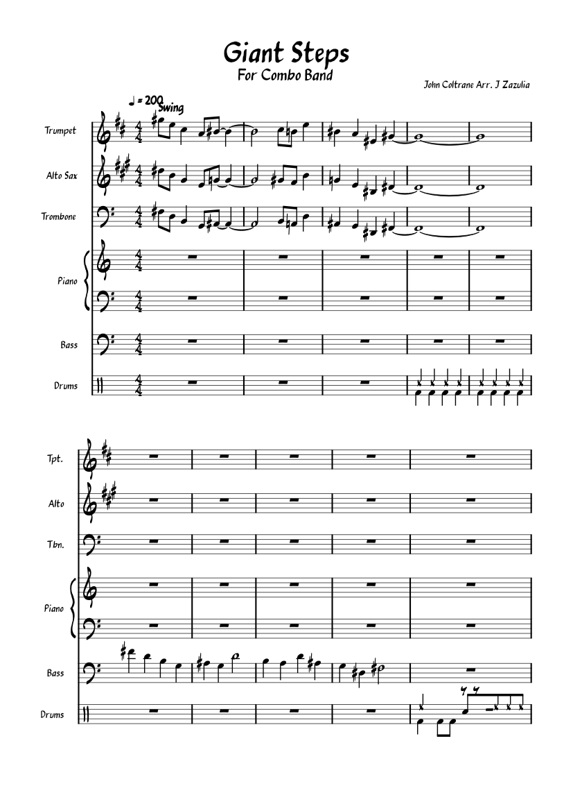 Giant Steps - Combo Band Sheet music for Piano, Trombone, Saxophone ...
