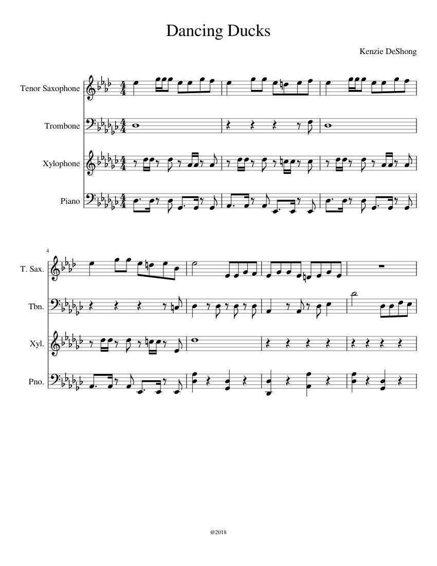 Dancing Ducks Sheet music for Piano, Trombone, Saxophone tenor ...