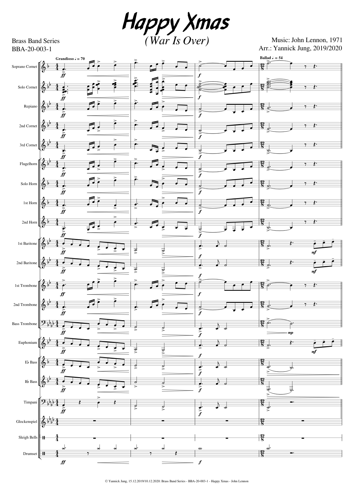 Happy Xmas (War Is Over) - John Lennon - Brass Band Sheet music for ...