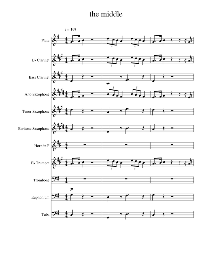 The Middle Sheet music for Trombone, Euphonium, Tuba, Flute & more ...
