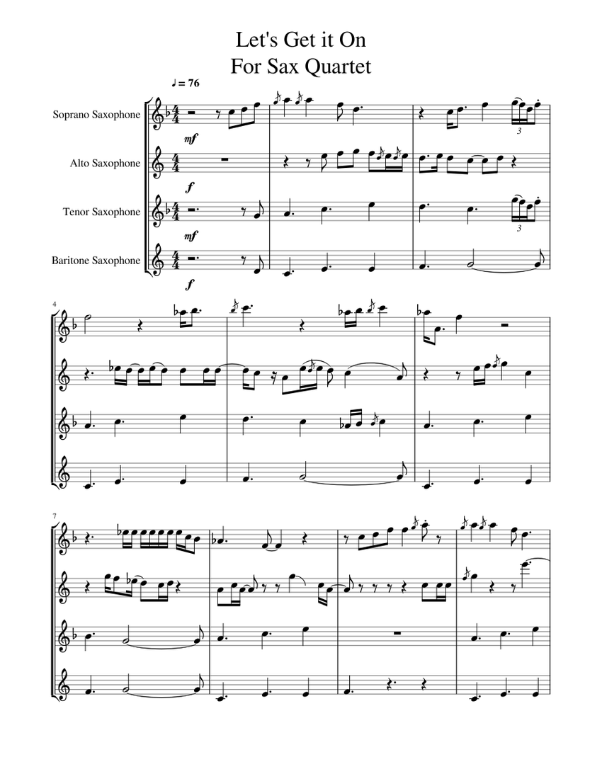 Let s Get it On For Sax Quartet Sheet music for Saxophone alto ...