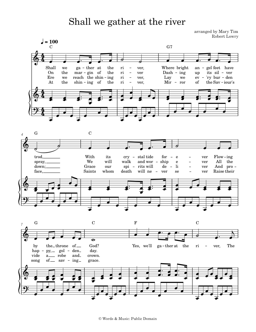 Shall we gather at the river? – Robert Lowry Sheet music for Piano ...